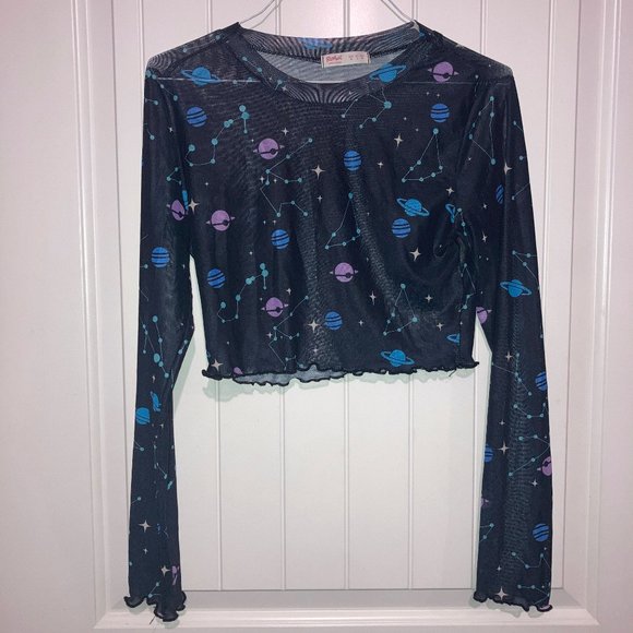 ROMWE | Tops | Mesh See Through Space Planet Starry Constellation ...